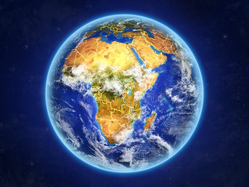 Rwanda on Earth from space stock illustration. Illustration of space ...