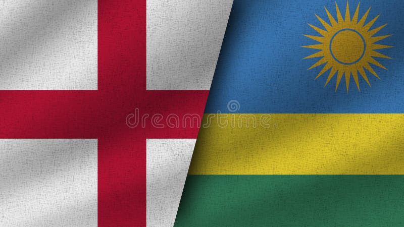 Rwanda and England Realistic Two Flags Together Stock Illustration ...