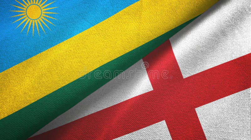 Rwanda and England Two Flags Textile Cloth, Fabric Texture Stock Photo ...