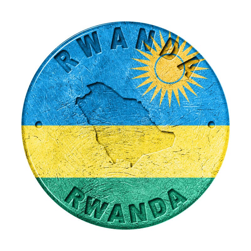 Rwanda Flag Button with Map Stock Illustration - Illustration of emblem ...