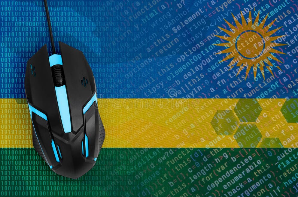 Rwanda Flag and Computer Mouse. Digital Threat, Illegal Actions on the ...