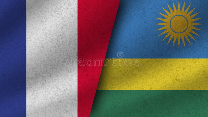 Rwanda and France Realistic Two Flags Together Stock Illustration ...