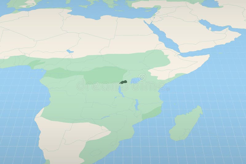 Rwanda Highlighted on a Detailed Map, Geographic Location of Rwanda ...