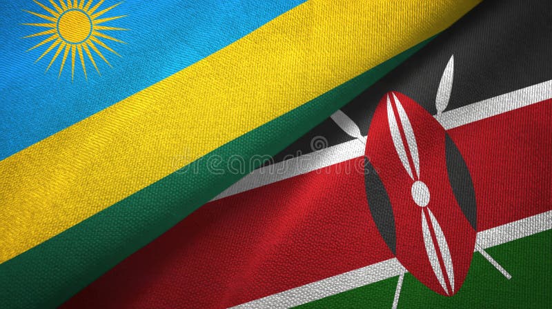 Rwanda and Kenya Two Flags Textile Cloth, Fabric Texture Stock ...