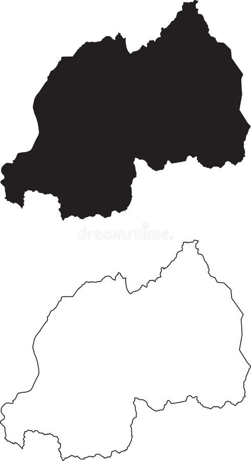 Rwanda Map. Black Silhouette Country Map Isolated on White Background ...