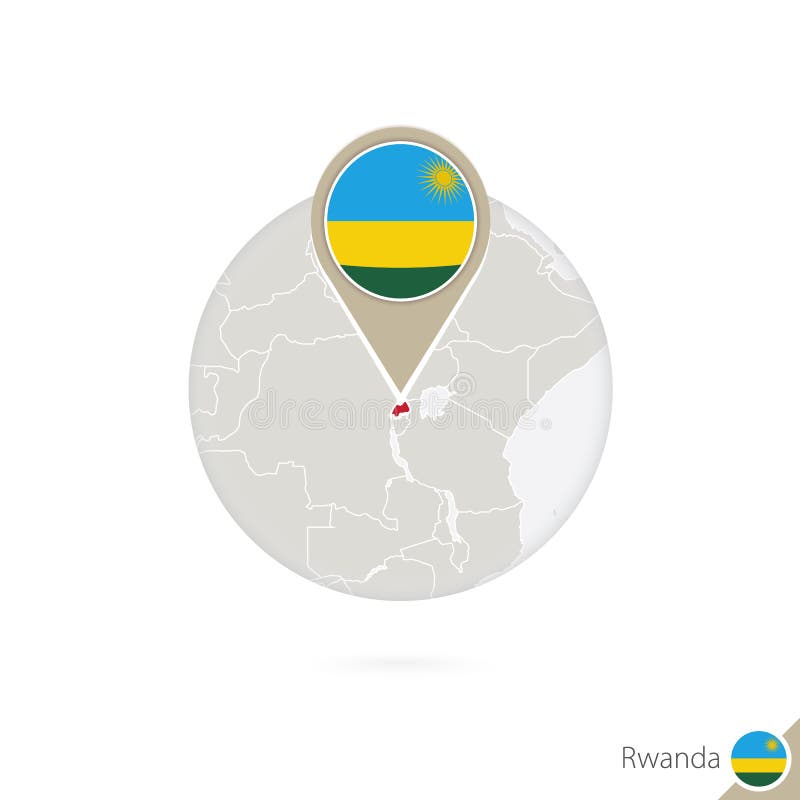 Rwanda Map and Flag in Circle. Map of Rwanda, Rwanda Flag Pin Stock ...