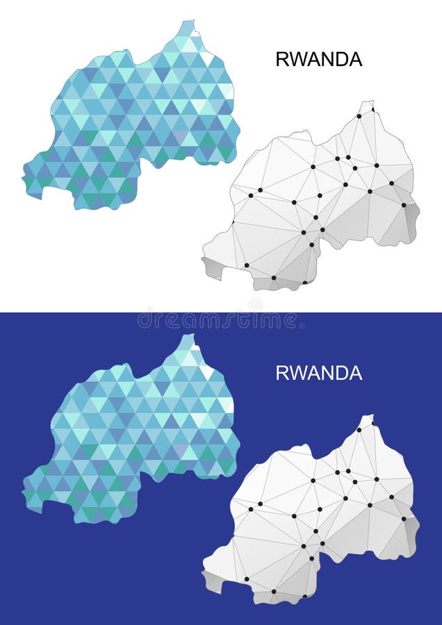 Rwanda Map in Geometric Polygonal Style. Abstract Gems Triangle. Stock ...