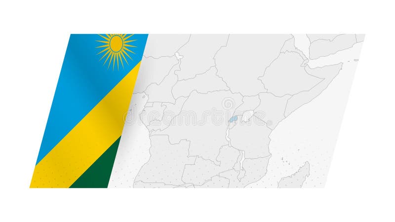 Rwanda Map in Modern Style with Flag of Rwanda on Left Side Stock ...