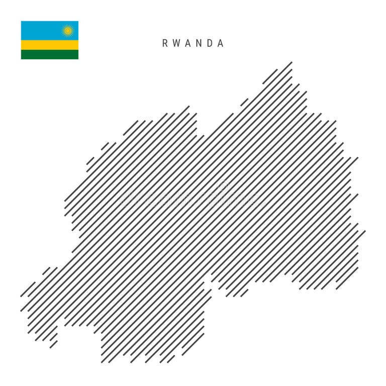 Rwanda Map from Pattern of Black Slanted Parallel Lines. Flat Vector ...