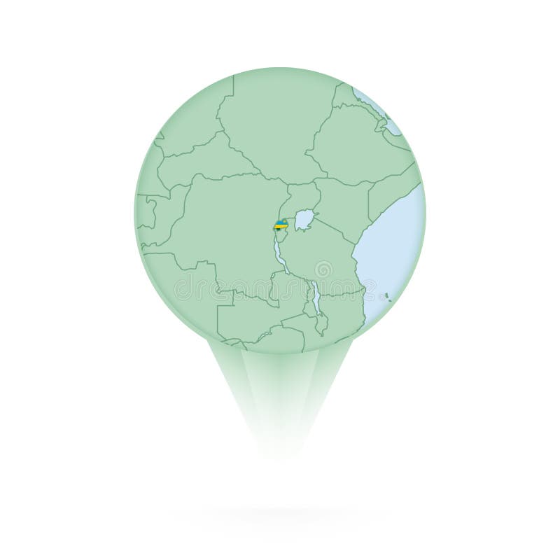 Rwanda Map, Stylish Location Icon with Rwanda Map and Flag Stock Vector ...