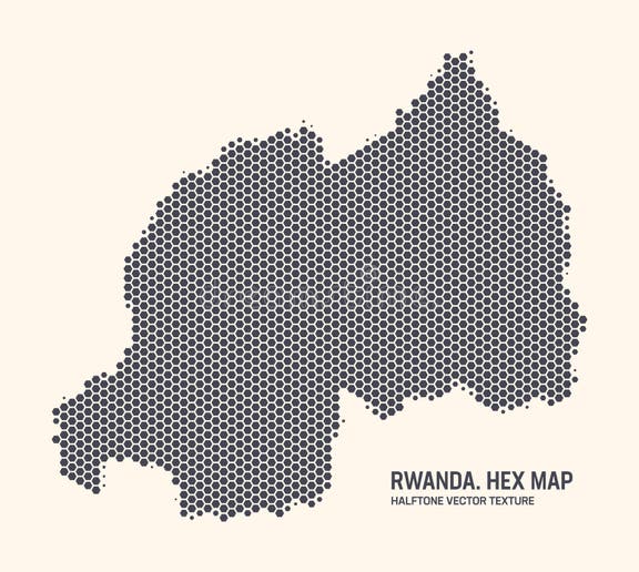 Rwanda Map Vector Hexagonal Half Tone Pattern Isolated on Light ...