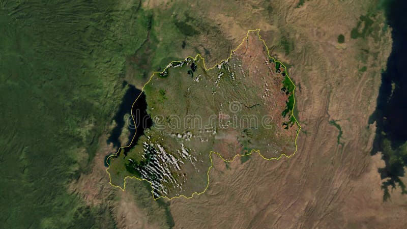 Rwanda Outlined - Satellite Stock Illustration - Illustration of kigali ...