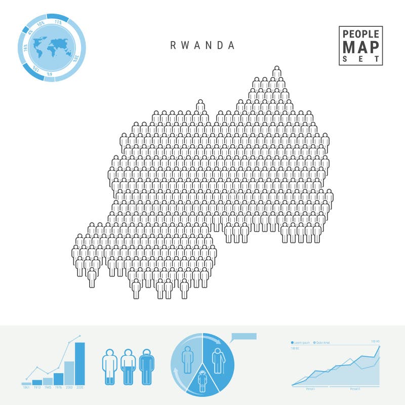 Rwanda People Icon Map. Stylized Vector Silhouette of Rwanda ...