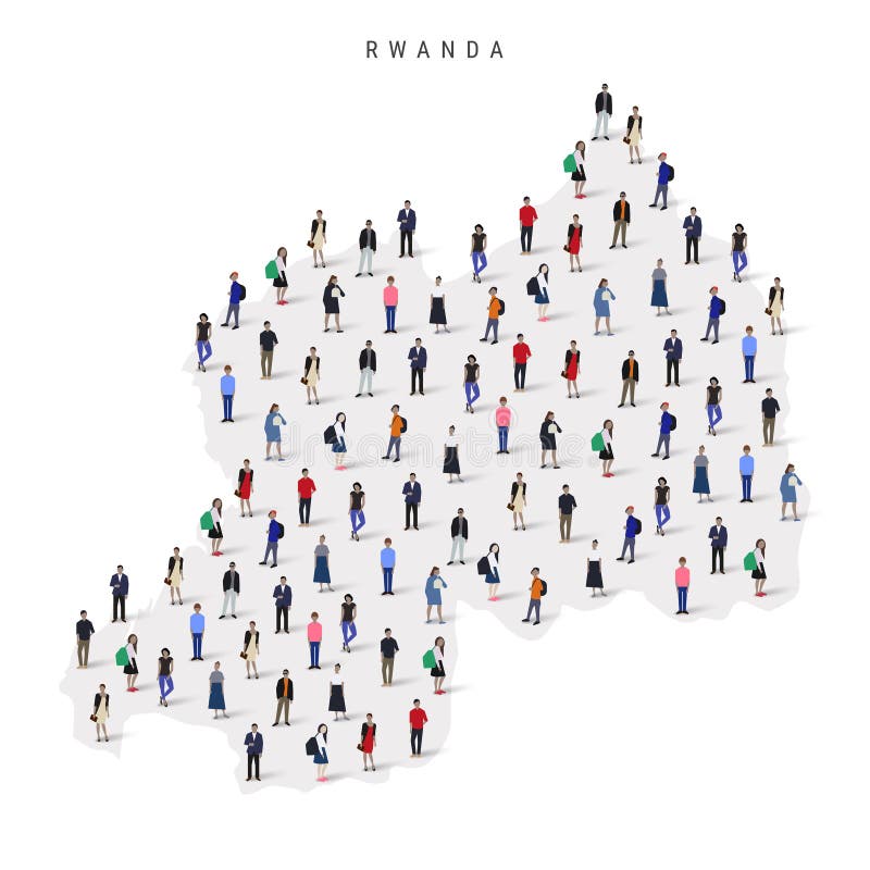 Rwanda Population Map. Large Group of People in a Shape of Rwandan Map ...