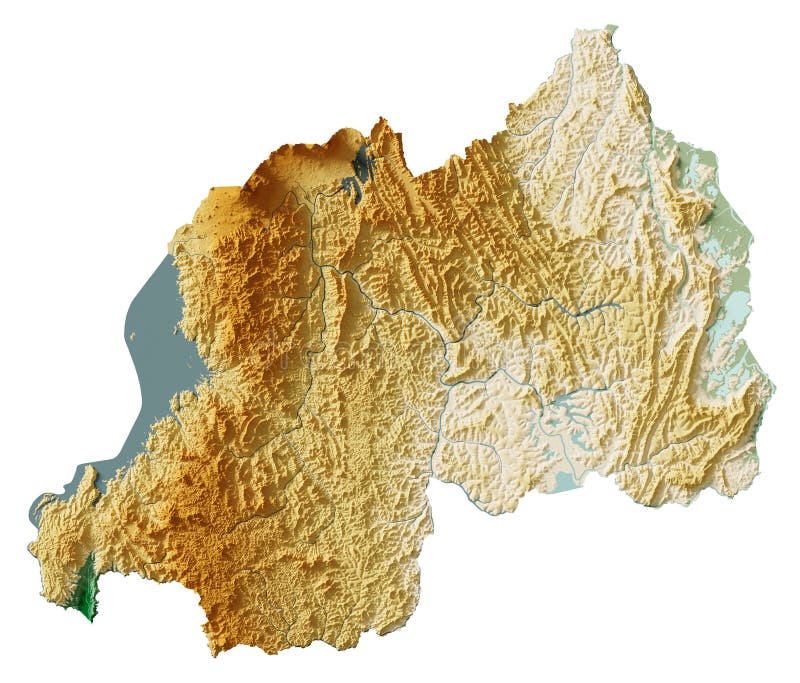 Rwanda relief map stock illustration. Illustration of lakes - 283181309