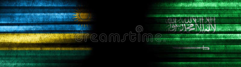 Rwanda and Saudi Arabia Flags on Black Stock Illustration ...