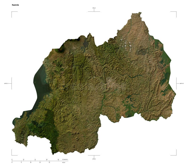 Rwanda Shape on White. Low-res Satellite Stock Illustration ...