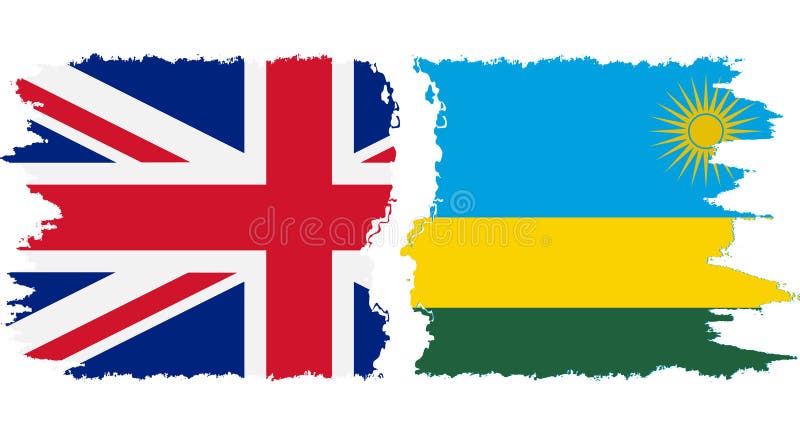 Rwandan and UK Grunge Flags Connection Vector Stock Vector ...