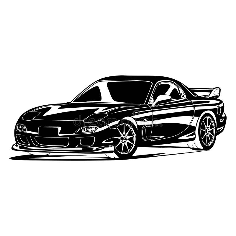 RX7 car illustration stock illustration. Illustration of vintage ...