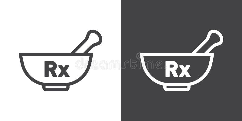 RX Icon Icon Flat Vector Set Outline Stock Vector - Illustration of ...