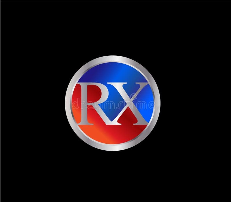 RX Initial Circle Shape Silver Red Blue Color Later Logo Design Stock ...