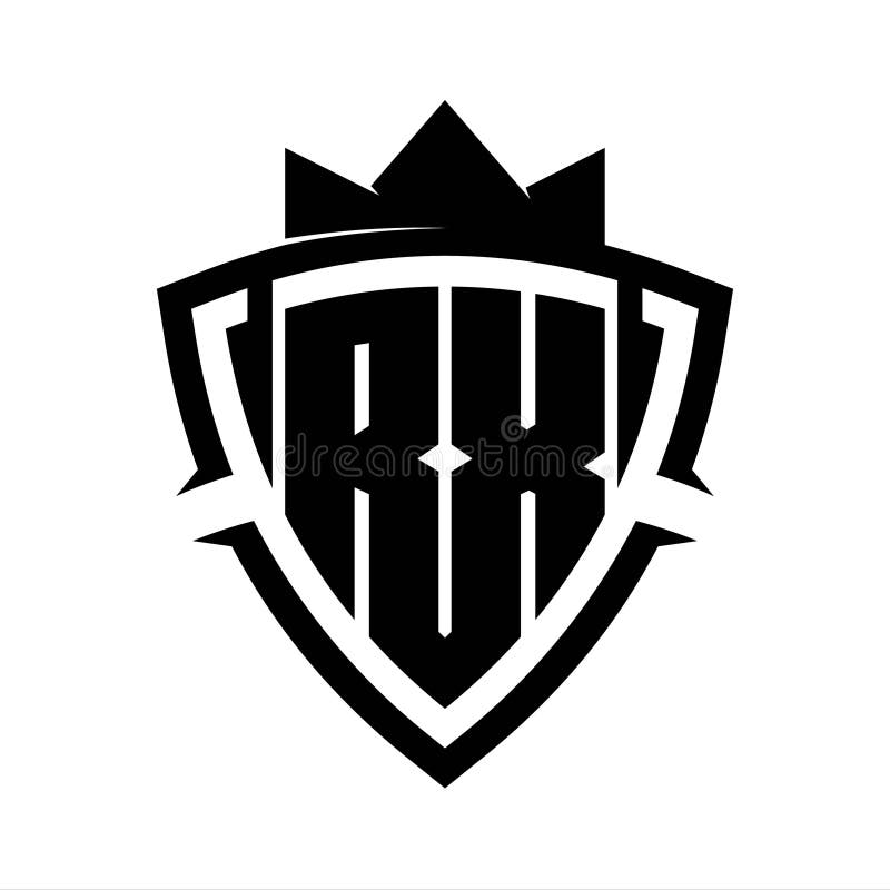 RX Letter Bold Monogram Triangle Curve Shield Shape with Crown Black ...