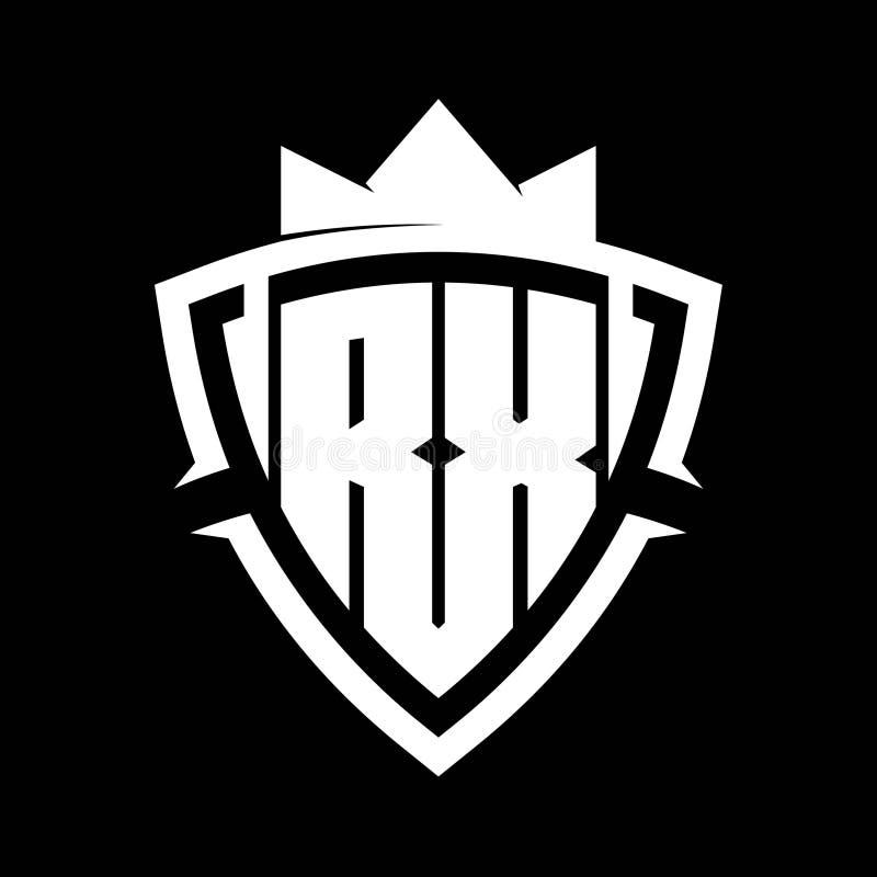 RX Letter Monogram with Triangle Curve Shield Shape with Crown White ...