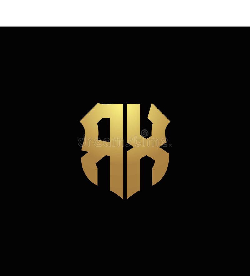 RX Logo Monogram with Gold Colors and Shield Shape Design Template ...