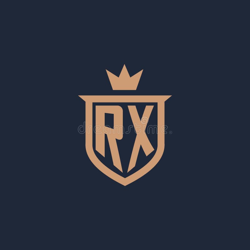 RX Monogram Initial Logo with Shield and Crown Style Stock Vector ...