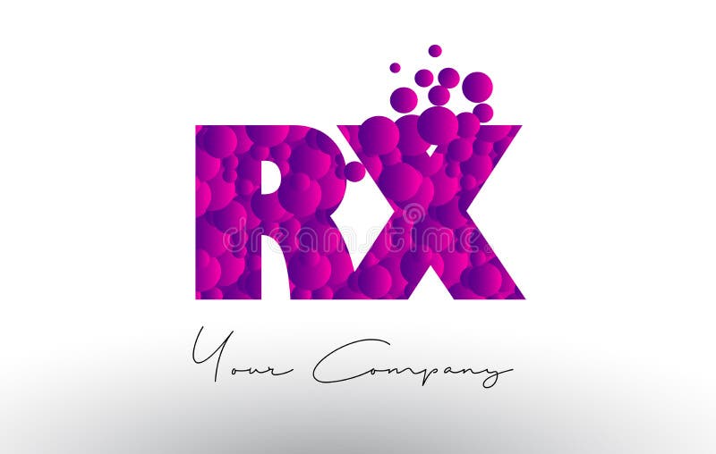 RX R X Dots Letter Logo with Purple Bubbles Texture. Stock Vector ...