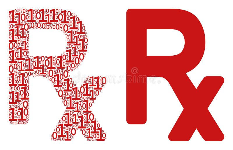 Rx Symbol Mosaic of Binary Digits Stock Vector - Illustration of null ...