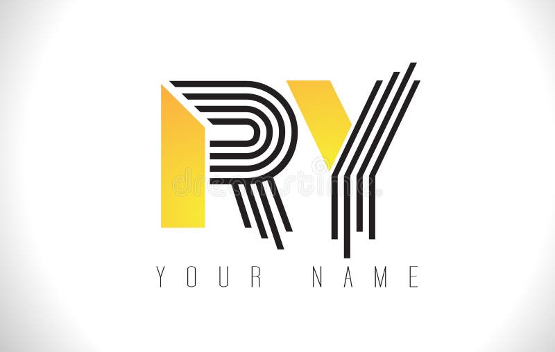 RY Black Lines Letter Logo. Creative Line Letters Vector Templat Stock ...