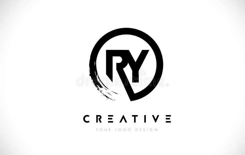 RY Letter Logo with Circle Brush Design and White Background Stock ...