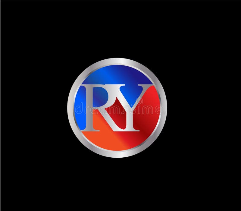 RY Initial Circle Shape Red Blue Silver Color Later Logo Design Stock ...