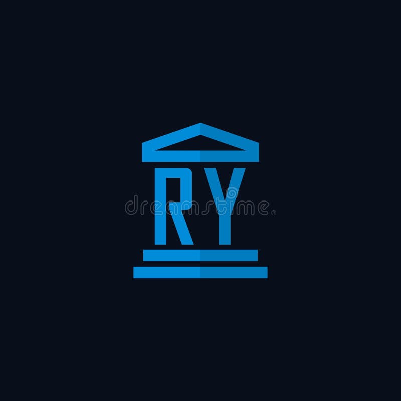 RY Initial Logo Monogram with Simple Courthouse Building Icon Design ...