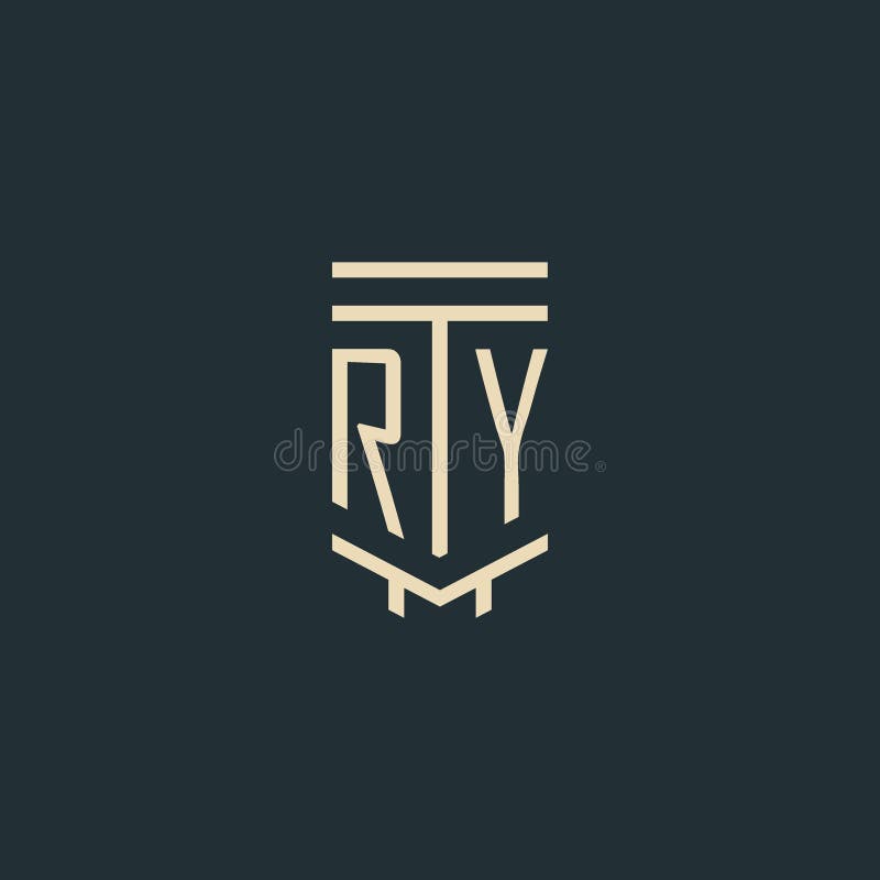 RY Initial Monogram with Simple Line Art Pillar Logo Designs Stock ...