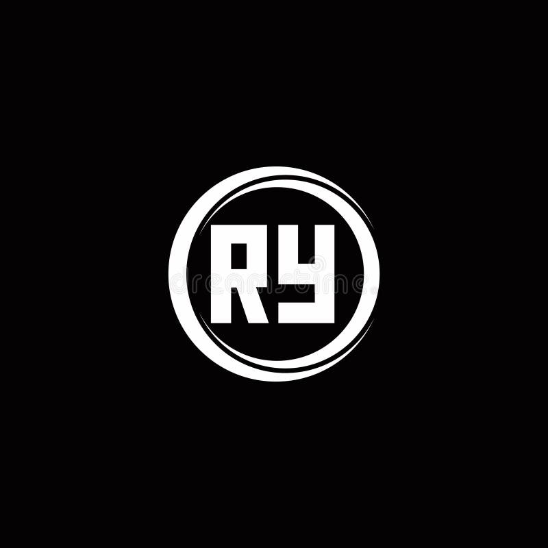 RY Logo Initial Letter Monogram with Circle Slice Rounded Design ...