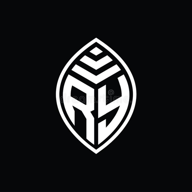RY Logo Monogram Leaf Shape Isolated Outline Design Template Stock ...