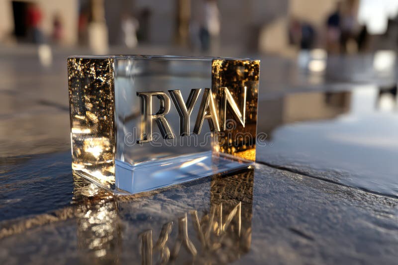 RYAN Name Engraved into Smooth Mirrored Surfaces with Elegant ...