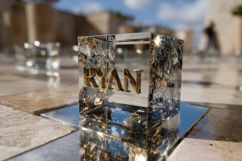 RYAN Name Engraved into Smooth Mirrored Surfaces with Elegant ...