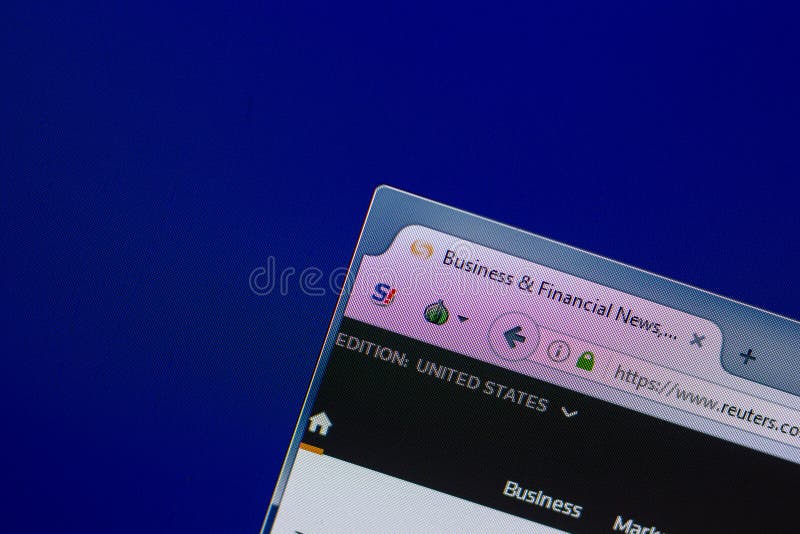 Ryazan, Russia - April 16, 2018 - Homepage of Reuters Website on the PC ...