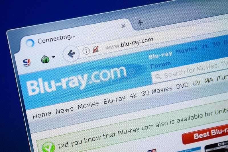 Ryazan, Russia - August 26, 2018: Homepage of Blu-Ray Website on the ...