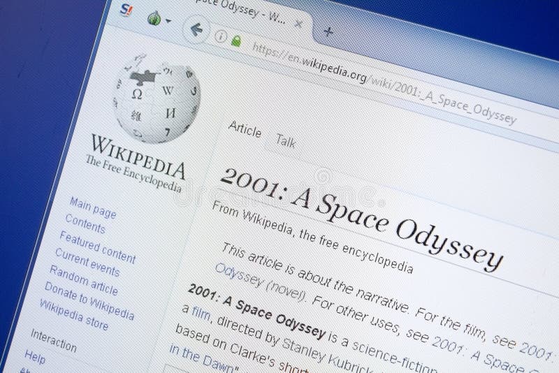 Ryazan, Russia - August 19, 2018: Wikipedia Page about 2001 a Space ...