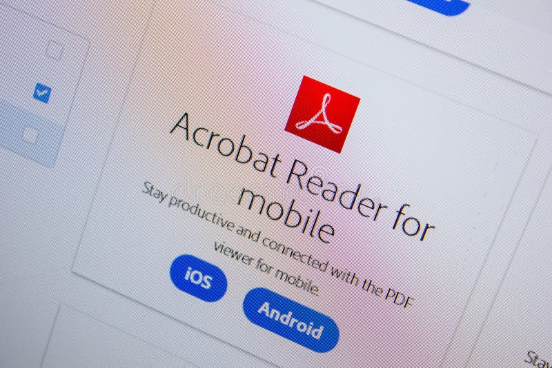 Ryazan, Russia - July 11, 2018: Adobe Acrobat Reader for Mobile ...