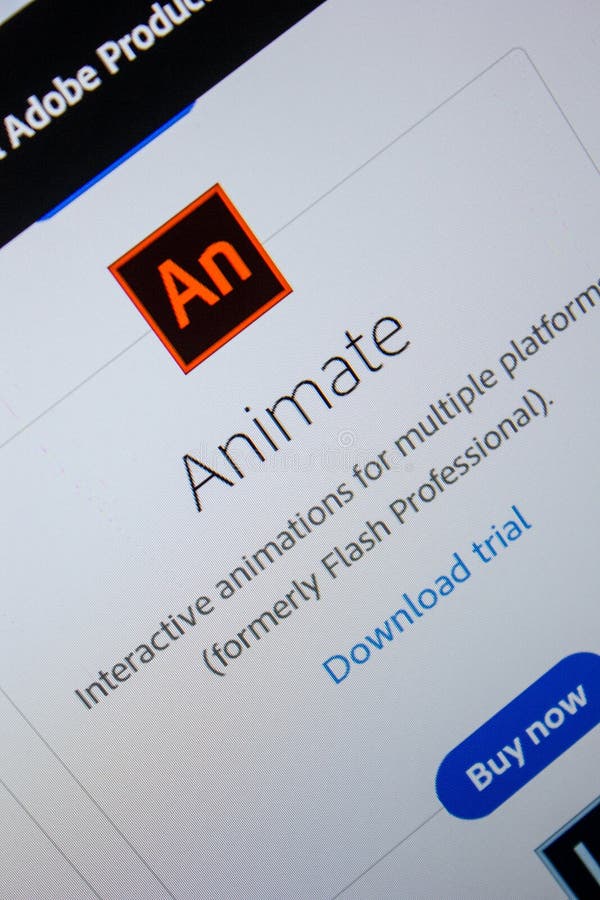 Ryazan, Russia - July 11, 2018: Adobe Animate, Software Logo on the ...