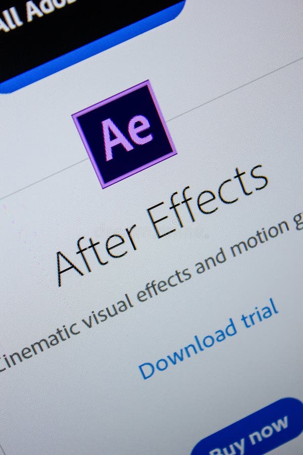 Ryazan, Russia - July 11, 2018: Adobe after Effects, Software Logo on ...