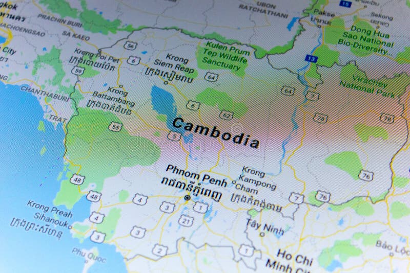 Ryazan, Russia - July 08, 2018: Country of Cambodia on the Google Maps ...