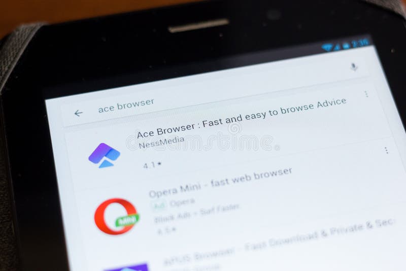 Ryazan, Russia - June 24, 2018: Ace Browser Icon on the List of Mobile ...
