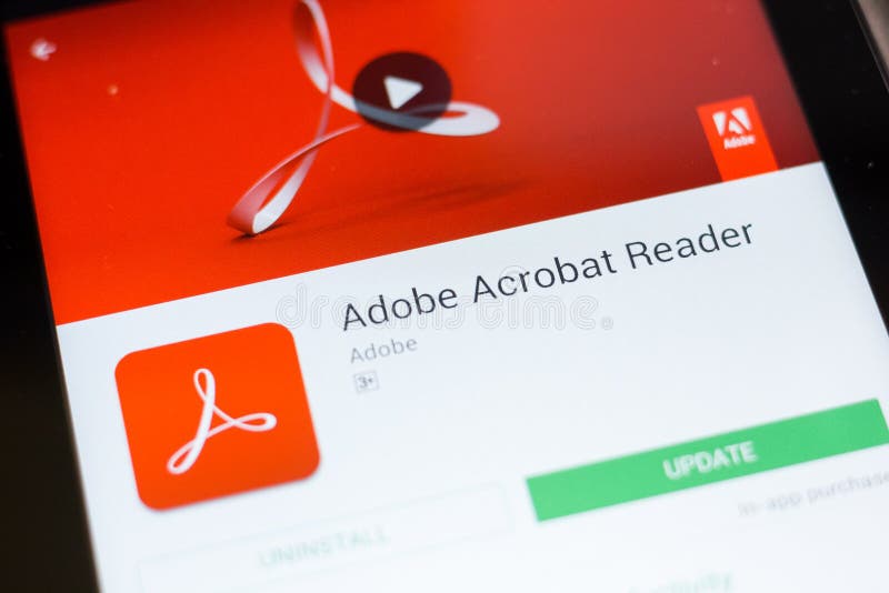 Ryazan, Russia - June 24, 2018: Adobe Acrobat Reader Mobile App on the ...