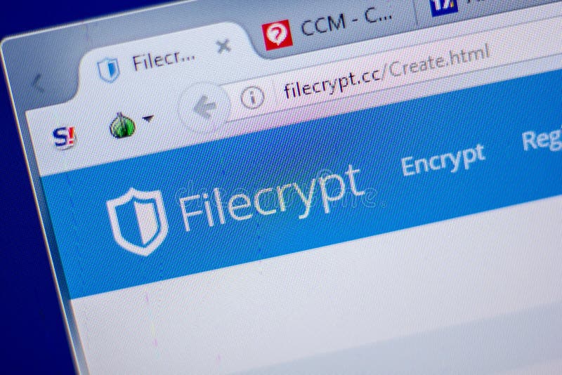 Ryazan, Russia - June 05, 2018: Homepage of FileCrypt Website on the ...